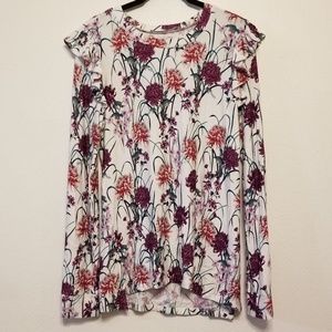 Daniel Rainn | Tops | Daniel Rainn Ruffle Shoulder Floral Print Top ...